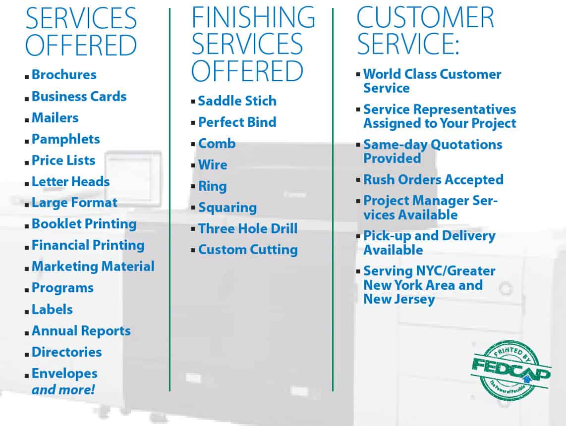 Printing and Mailing Services – Fedcap